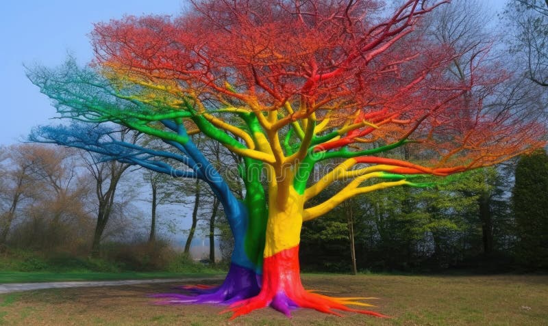 The Rainbow Trees Create Mesmerizing Scene in the Forest Creating Using ...