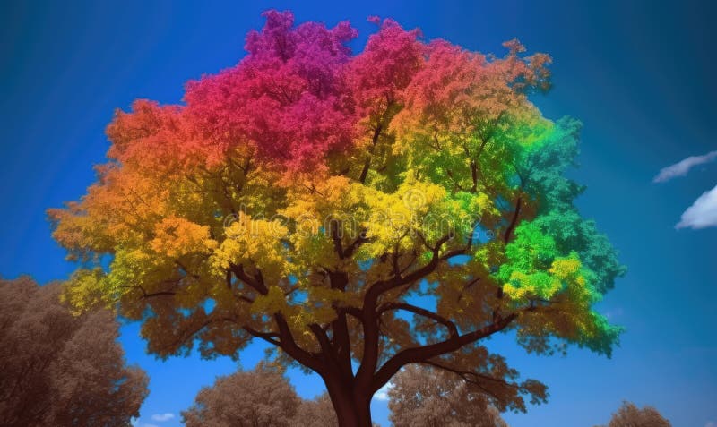 The Rainbow Trees Create a Mesmerizing Scene in Forest Creating Using ...
