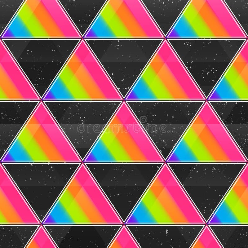 Rainbow Triangle Seamless Texture with Grunge Effect Stock Vector ...