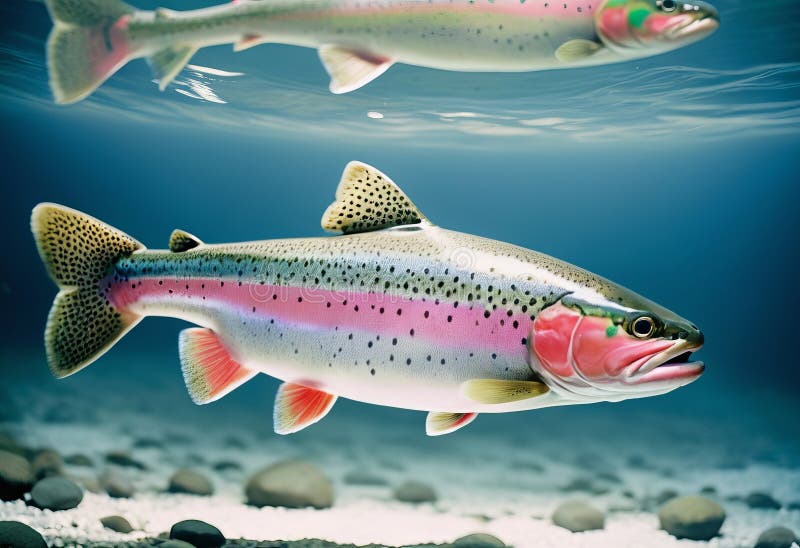 Rainbow Trout Fish Isolated on White Background. Side View Stock ...