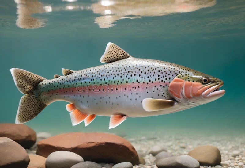 Rainbow Trout Fish Isolated on White Background. Side View Stock ...