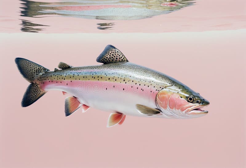 Rainbow Trout Fish Isolated on White Background. Side View Stock ...