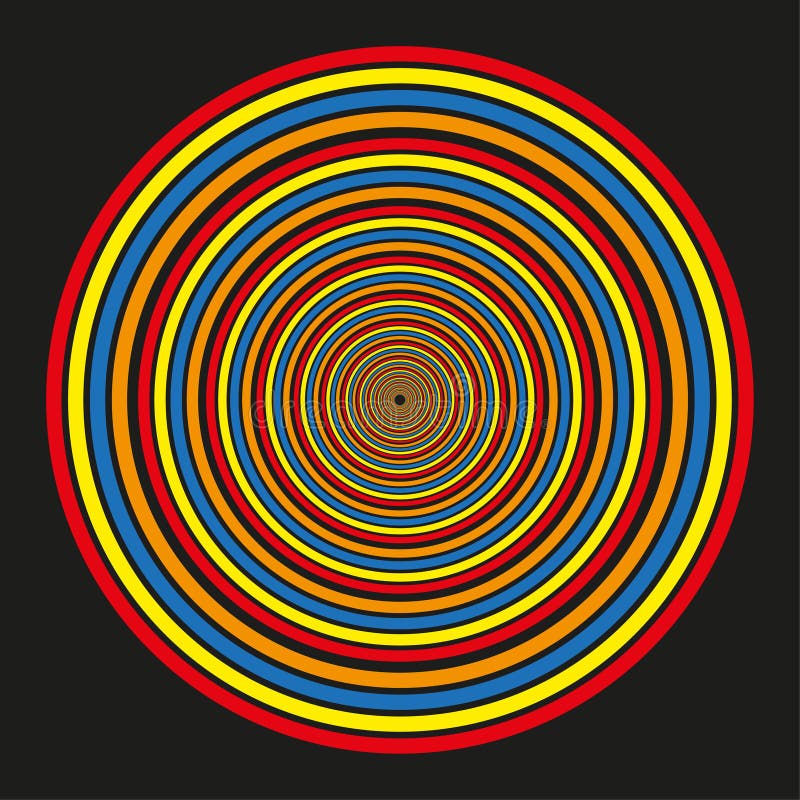 Rainbow Tunnel Effect. Concentric Color Rings. Vector Spiral Illusion ...