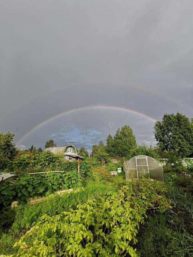 Rainbow, Cloud Scape, Tver Region, Russia Stock Image - Image of house ...