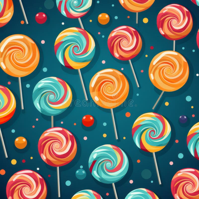 Lollipop pattern, yellow stock vector. Illustration of candy - 49197283