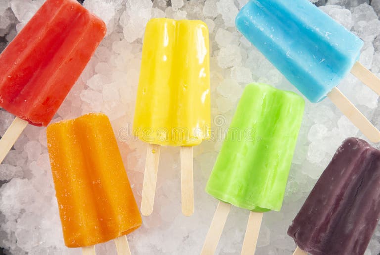 Rainbow Popsicles in a a Box of Ice Stock Photo - Image of rainbow ...