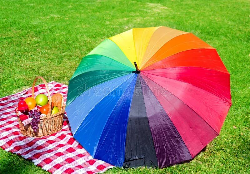 Rainbow picnic stock illustration. Illustration of snack - 31105386