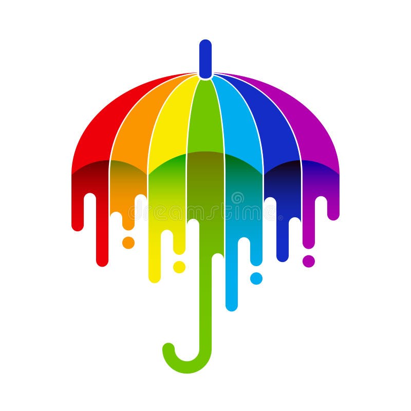 Rainbow umbrella stick stock vector. Illustration of steel - 72536556