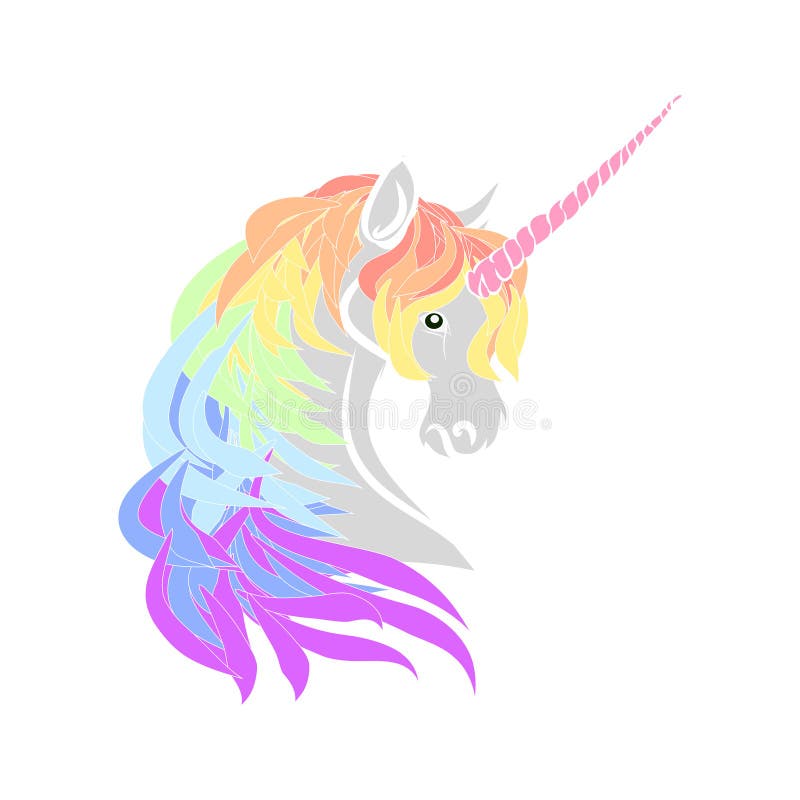 White unicorn head stock vector. Illustration of horn - 80010964