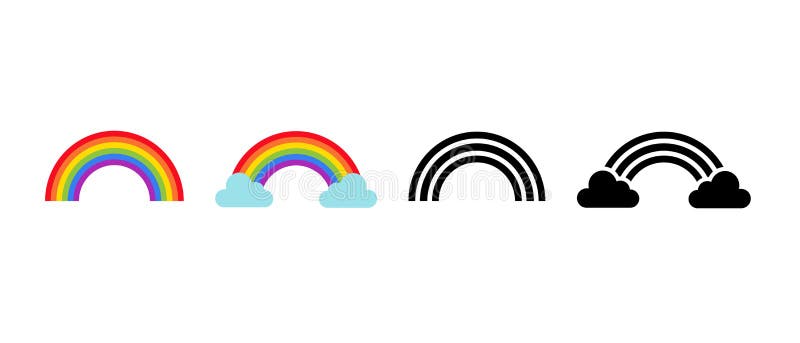 Rainbow Vector Icons Set. Black and Color Weather Logo Stock ...