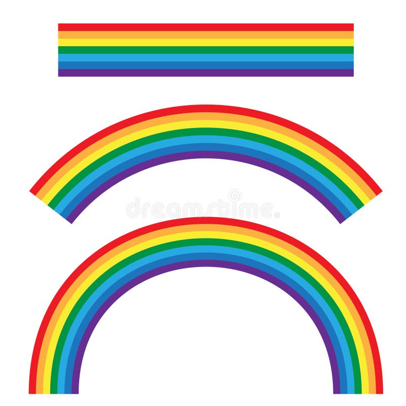 Rainbow Vector Illustration. Curved Rainbow Shapes. Bright Rainbow ...