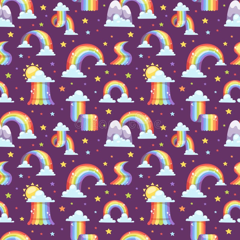 Rainbow Vector Seamless Pattern Background Illustration Stock Vector ...