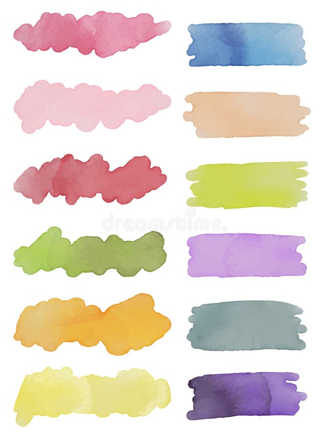 Rainbow Vector Set of Watercolor Brushes. Watercolor Frames for Text ...