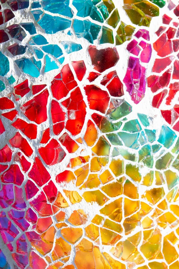 Rainbow Vibrant Coloured Shattered Glasss Mosaic Background Stock Photo ...