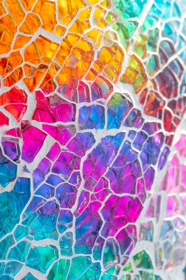 Rainbow Vibrant Coloured Shattered Glasss Mosaic Background Stock Photo ...