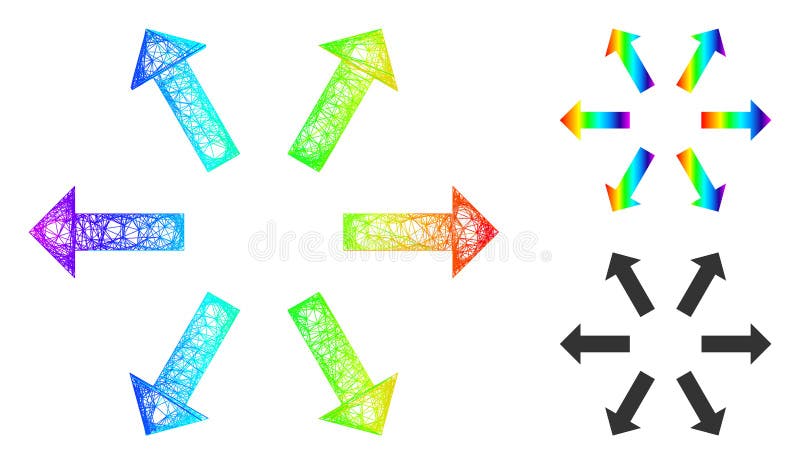 Spectral Hatched Gradient Radial Arrows Icon Stock Vector ...