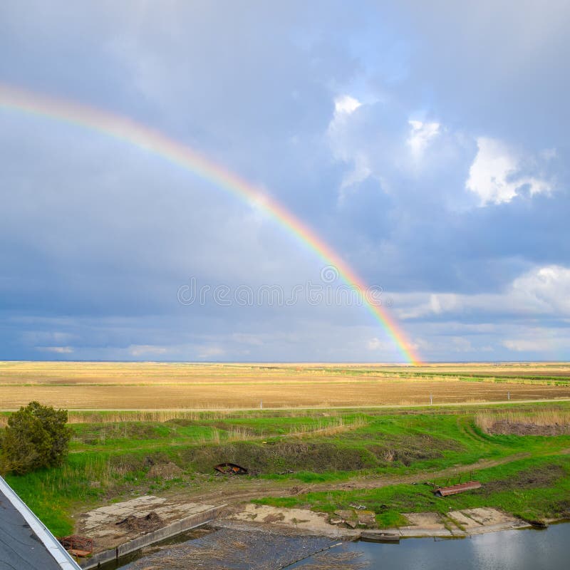 Rainbow, View from the Roof of the Building. Ventilation Outlets Stock ...