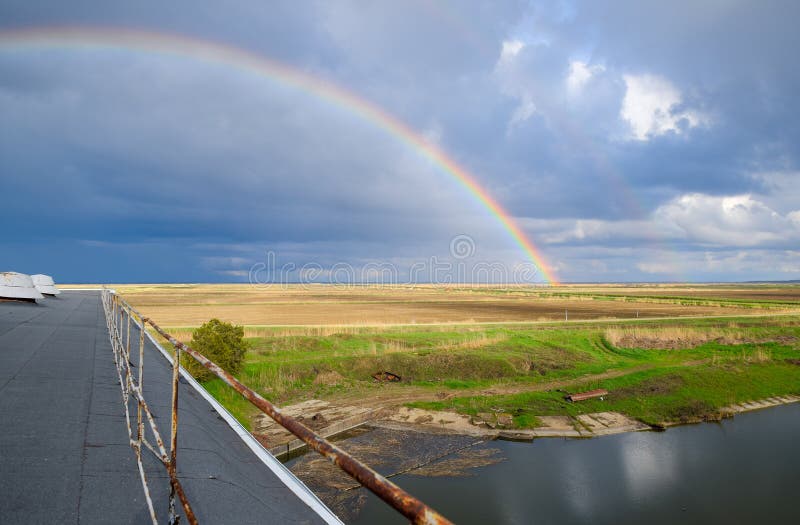 Rainbow, View from the Roof of the Stock Image - Image of building ...