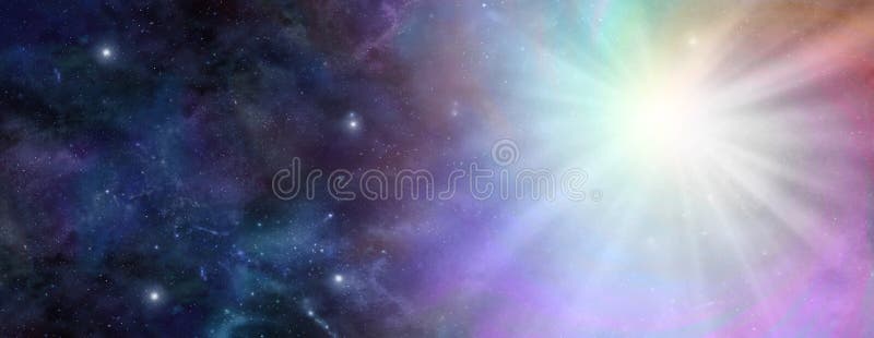 Rainbow Vortex Massive Light Burst Up in the Heavens Stock Illustration ...