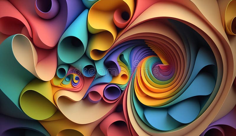 Rainbow Vortex: a Symphony of Curving Paper Stock Illustration ...