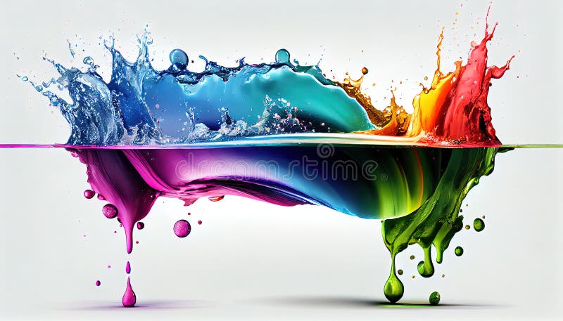 Rainbow Water Splash. AI Render Stock Illustration - Illustration of ...