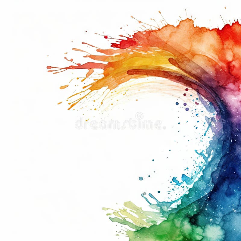 Rainbow Watercolor Border Design for Invitations and Scrapbooking ...