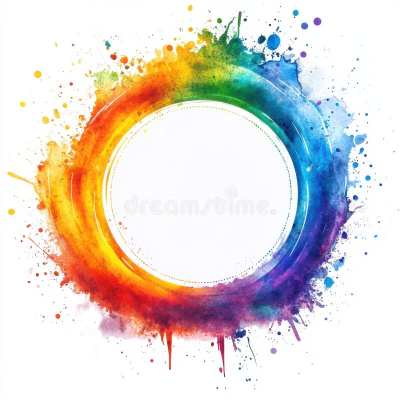 618 Rainbow Watercolor Circle Splash Abstract Art Design Background ...