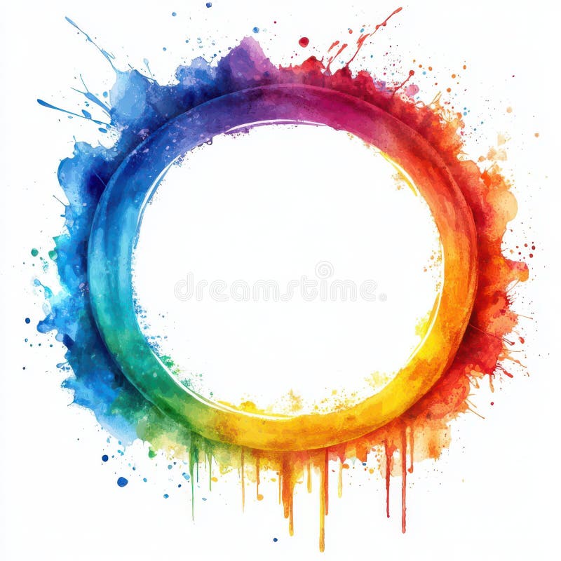 Rainbow Watercolor Circle Splash Vibrant Colors Art Design Stock ...