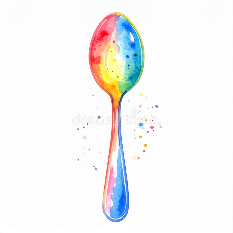 Rainbow Watercolor Spoon Illustration Stock Illustration - Illustration ...