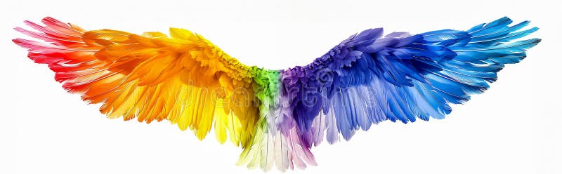 Rainbow Watercolor Spreaded Wings. Beautiful Magic Shiny Glittery ...