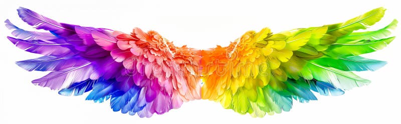 Rainbow Watercolor Spreaded Wings. Beautiful Magic Shiny Glittery ...