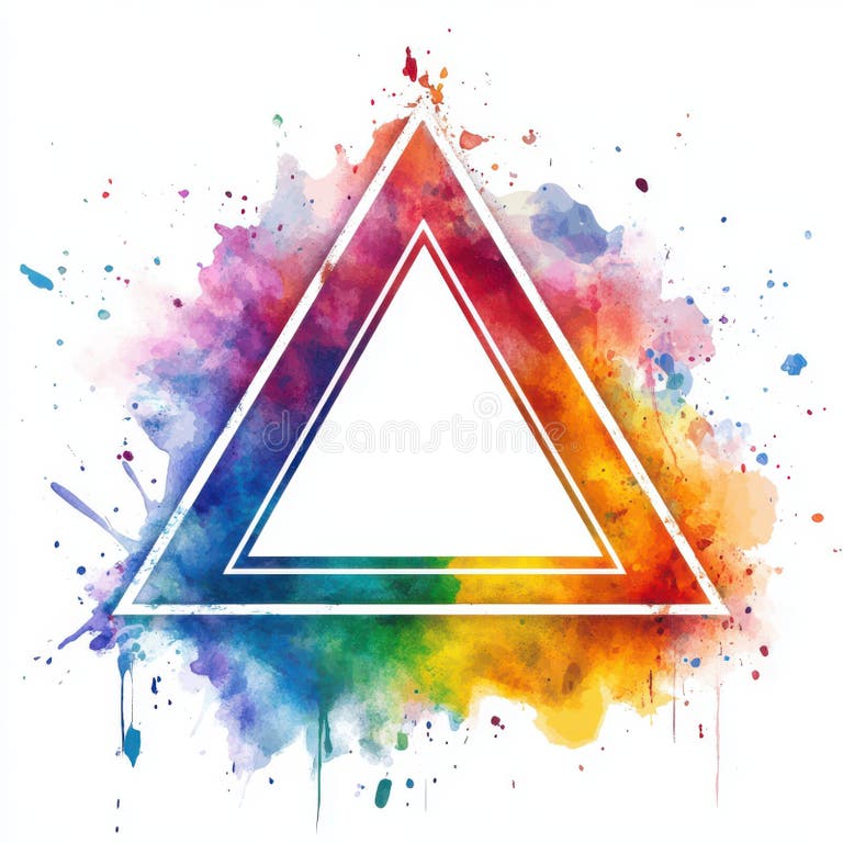 Rainbow Watercolor Triangle Abstract Art Splash Design Stock ...