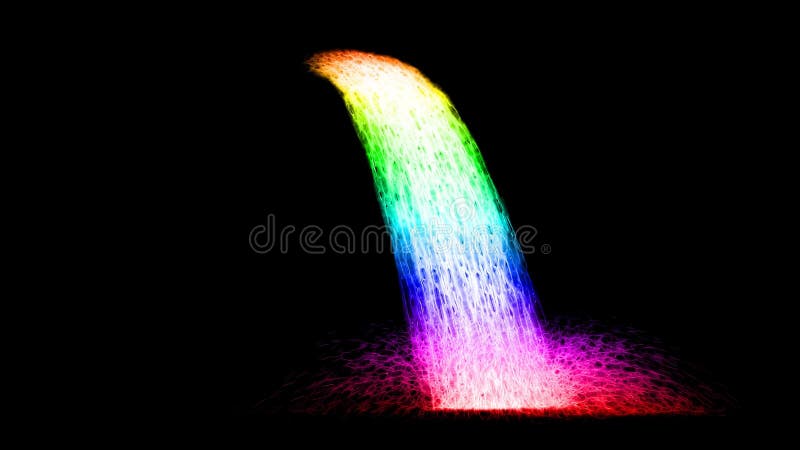 Rainbow Waterfall Effect Pure White of Water on Black Screen Stock ...
