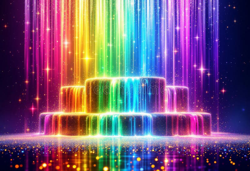 Rainbow Waterfall of Light and Magic Stock Illustration - Illustration ...