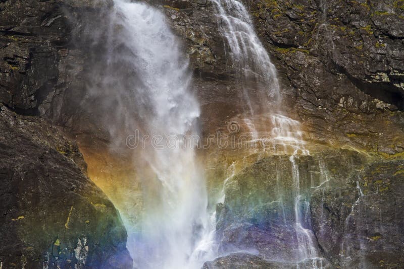 Rainbow at waterfall stock image. Image of rainbow, norway - 43444467