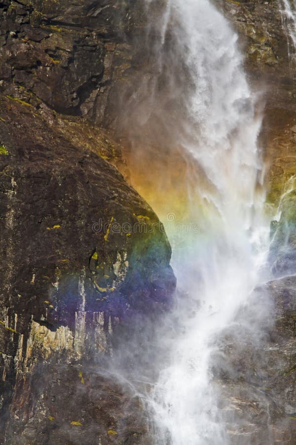 Rainbow at waterfall stock photo. Image of fine, colors - 44015494