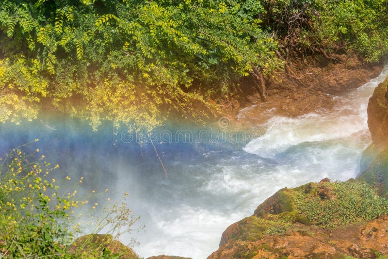 Rainbow and waterfall stock image. Image of ripples - 123850037