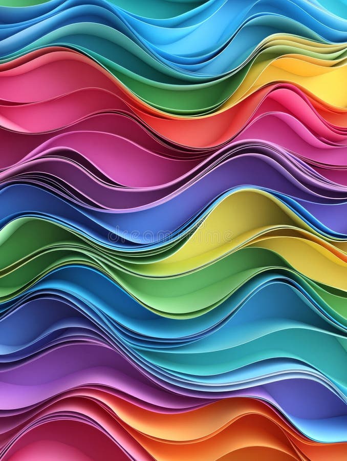 Rainbow Wave Abstract - a Vibrant, Flowing Abstract Artwork with Layers ...