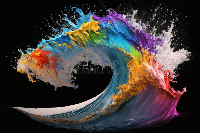 Rainbow Wave. Colorful Paint Splash Stock Illustration - Illustration ...
