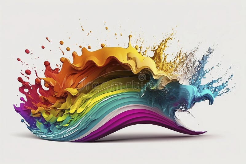Rainbow Wave. Colorful Paint Splash Stock Illustration - Illustration ...