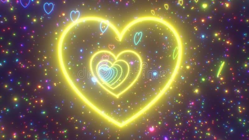 Rainbow Wave Fluorescent Neon Mini Beating Hearts Shape Tunnel Lights ...