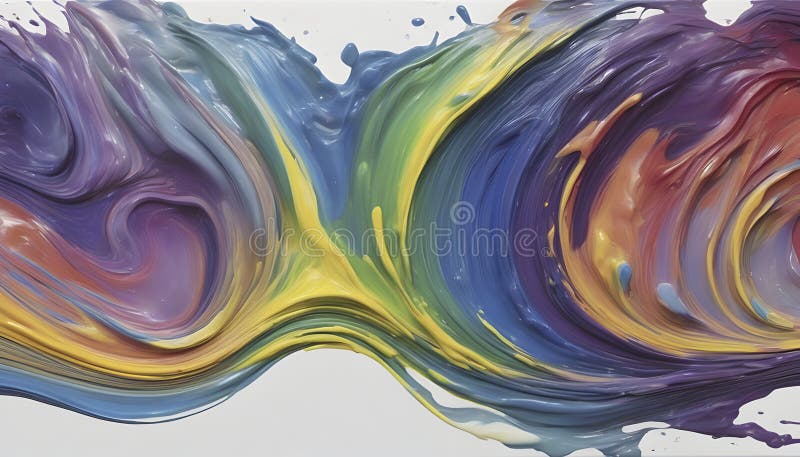 Rainbow Wave Oil Painting Using Brush Technique. Stock Illustration ...