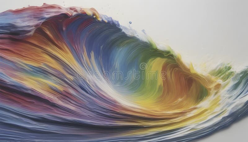 Rainbow Wave Oil Painting Using Brush Technique. Stock Illustration ...