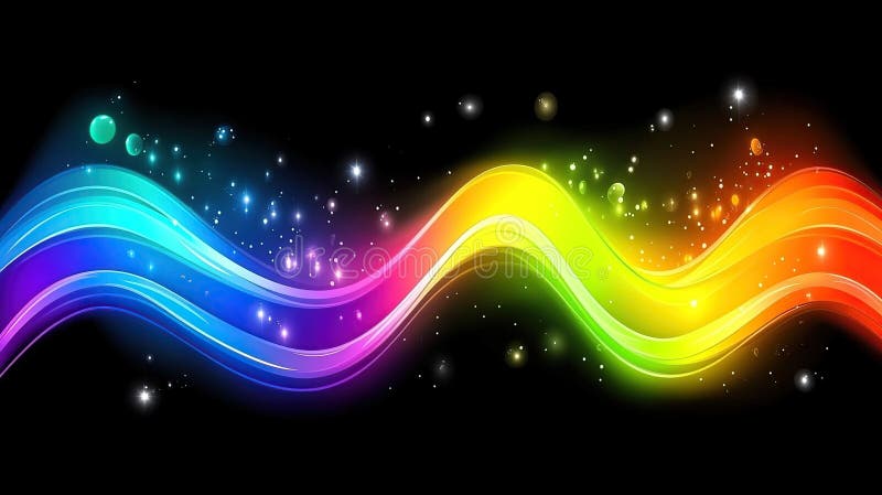 Rainbow Wave, Sparkle, Abstract, Dark Background, Design Element Stock Photo - Image of rainbow ...
