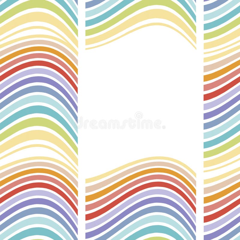 Rainbow Waves Modern Digital Frame Stock Illustration - Illustration of ...