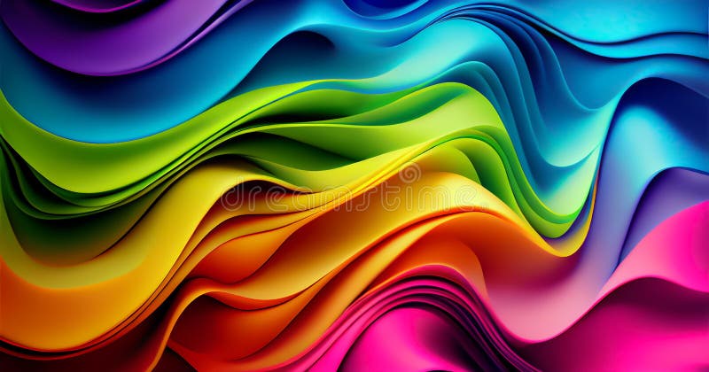 Rainbow Wavy Satin Background Design Stock Illustration - Illustration ...