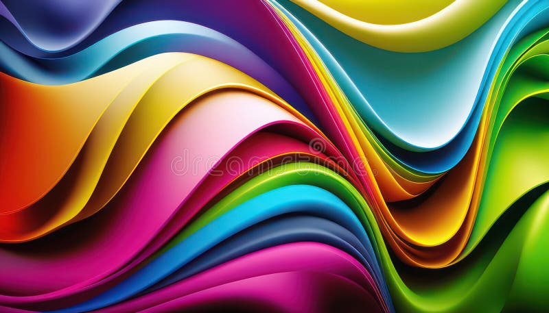 Rainbow Wavy Satin Background Design Stock Illustration - Illustration ...