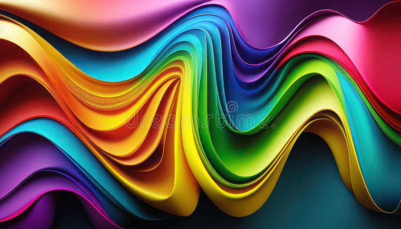 Rainbow Wavy Satin Background Design Stock Illustration - Illustration ...