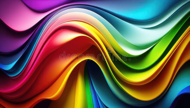 Rainbow Wavy Satin Background Design Stock Illustration - Illustration ...