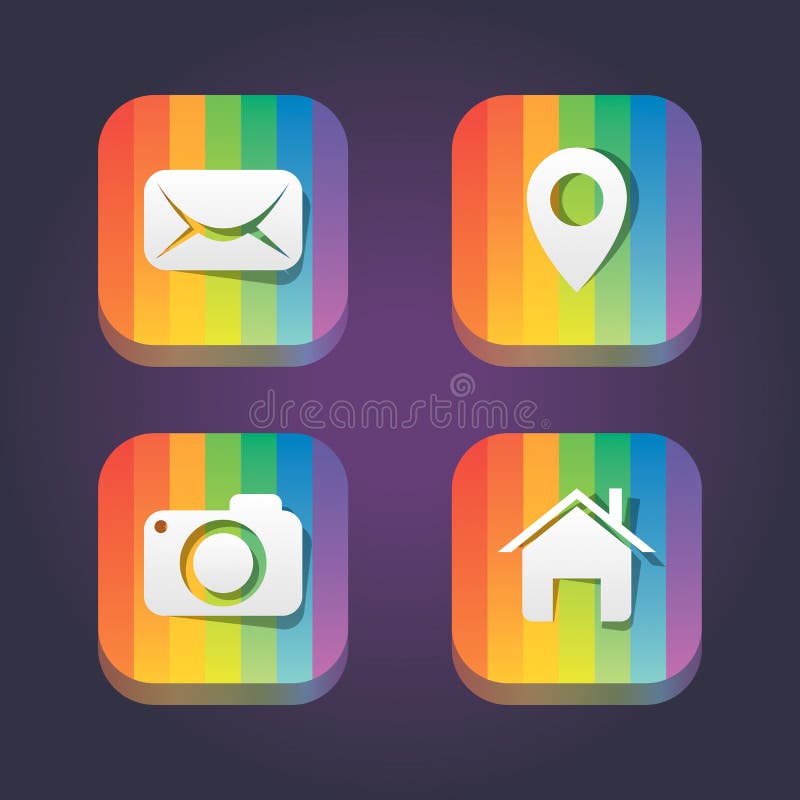 Colored web icon set stock vector. Illustration of email - 41739244